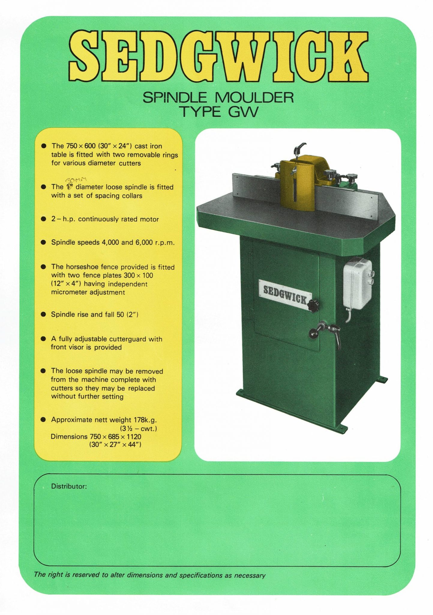 Sedgwick Vintage Woodworking Machines Brochure [Downloadable] - Machine ...